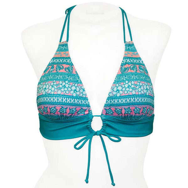 Hawaiian Pattern Keyhole Bikini Top - Island Style | Loco Boutique